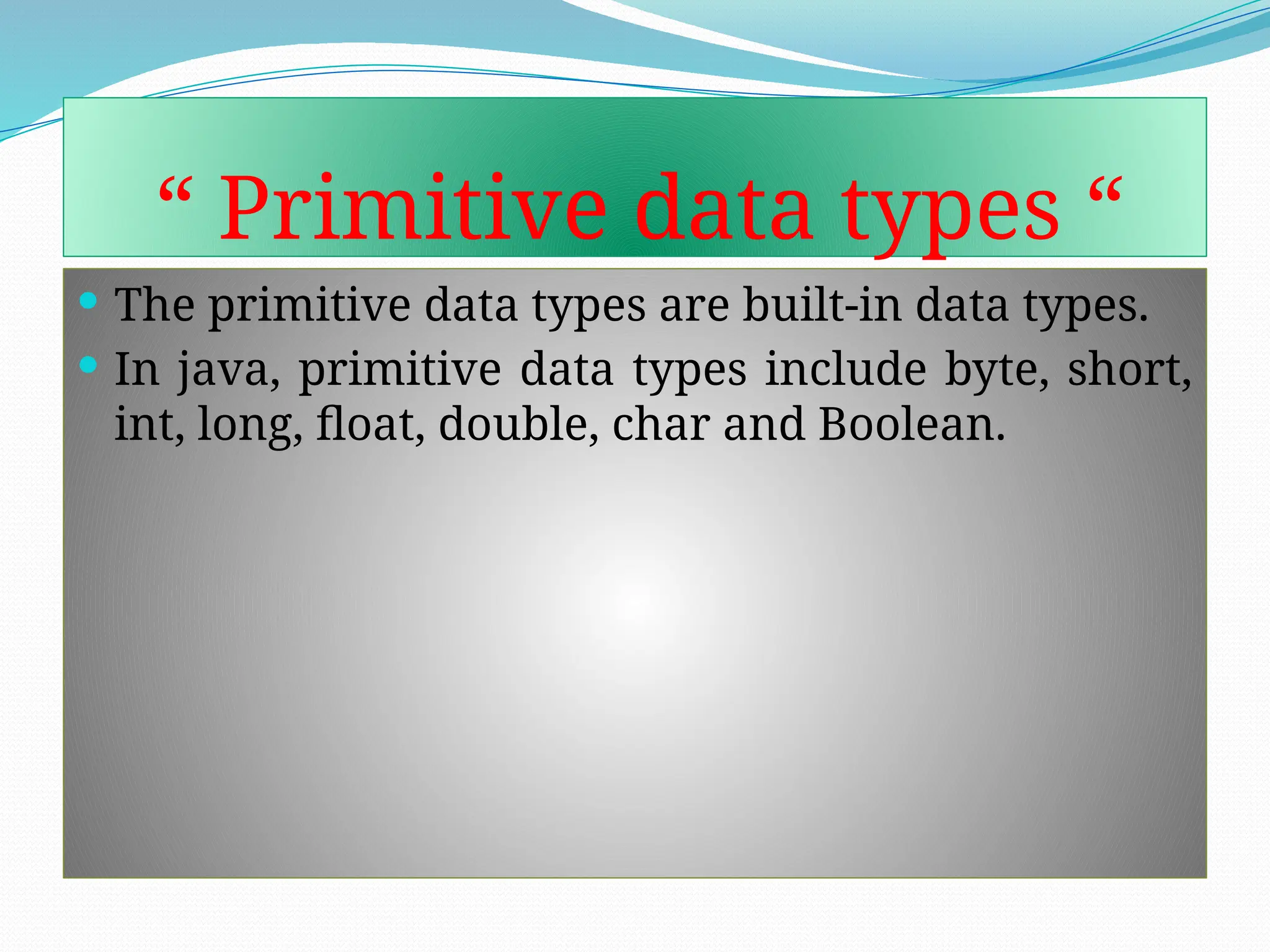 Data types ^J variables and arrays in Java.pptx