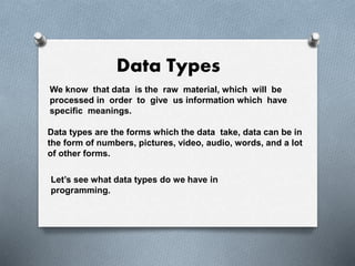 Data types and variables | PPT