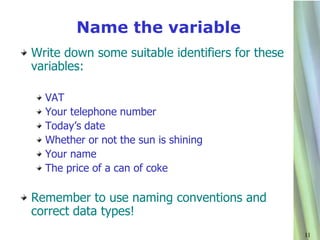 Data types vbnet | PPTX | Programming Languages | Computing