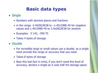 Data types vbnet | PPTX | Programming Languages | Computing
