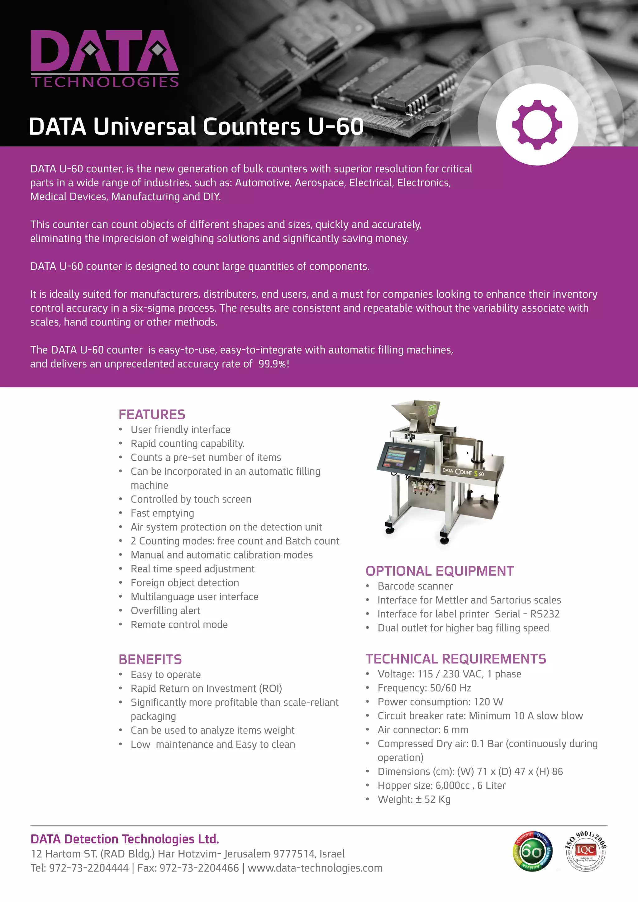 Tabletop DATA Counter U-60B PLUS- Counting Small Parts | PDF