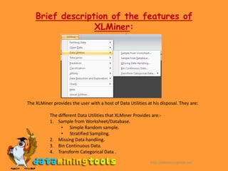 XL-MINER: Data Utilities | PPT