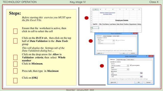 lesson on Data Validation.pptx for grade 10 | PPTX | Computing | Technology & Computing