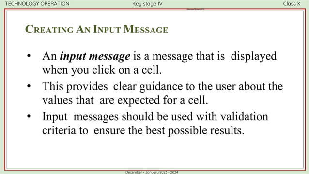 lesson on Data Validation.pptx for grade 10 | PPTX | Computing | Technology & Computing