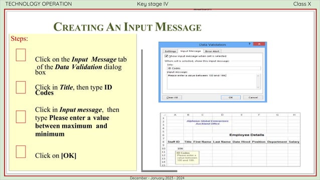 lesson on Data Validation.pptx for grade 10 | PPTX | Computing | Technology & Computing