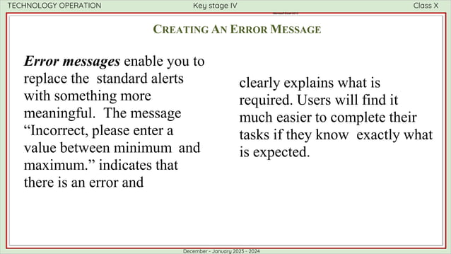 lesson on Data Validation.pptx for grade 10 | PPTX | Computing | Technology & Computing