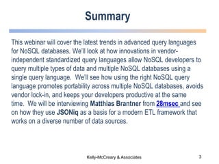NoSQL Now! Webinar Series: Innovations in NoSQL Query Languages | PPT