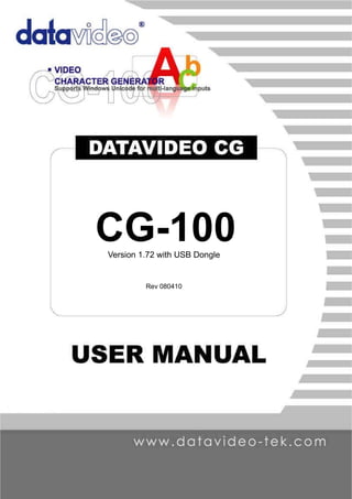 Datavideo CG-100 Character Generator Software SD Versio | PDF