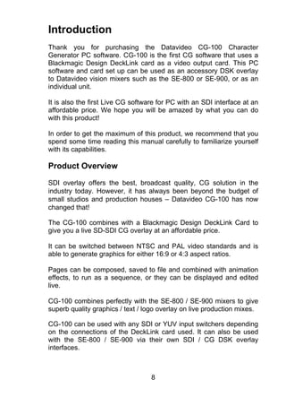 Datavideo CG-100 Character Generator Software SD Versio | PDF