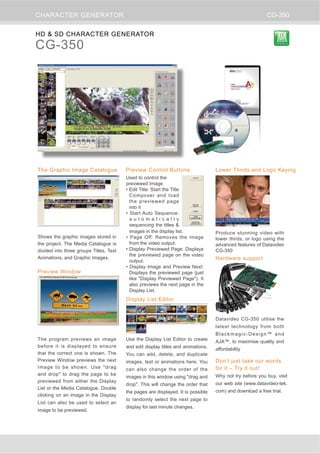 Datavideo CG-350 Character Generator Brochure | PDF