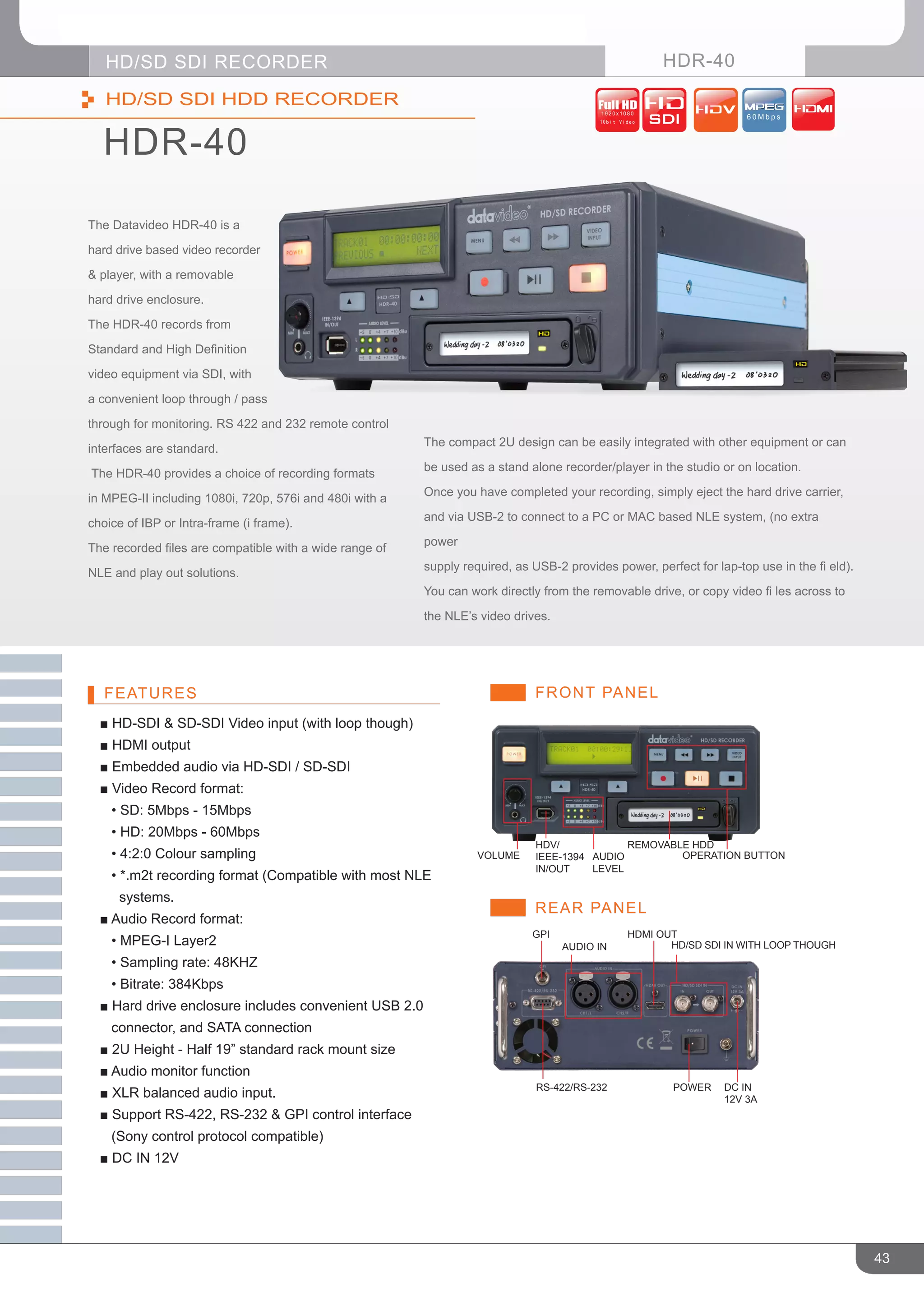Datavideo HDR-40 | PDF