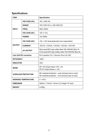 Datavideo PD-1 Power Distribution System | PDF