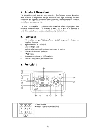 Datavideo RMC-190 PTZ camara control unit | PDF | Home Appliances | Home & Garden