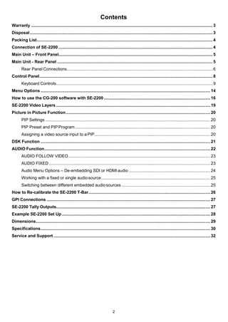Datavideo SE-2200 6 input HD broadcast quality switcher | PDF