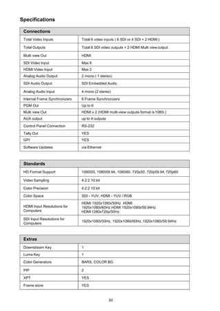 Datavideo SE-2200 6 input HD broadcast quality switcher | PDF