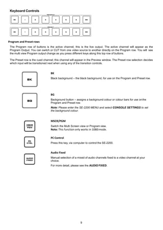 Datavideo SE-2200 6 input HD broadcast quality switcher | PDF