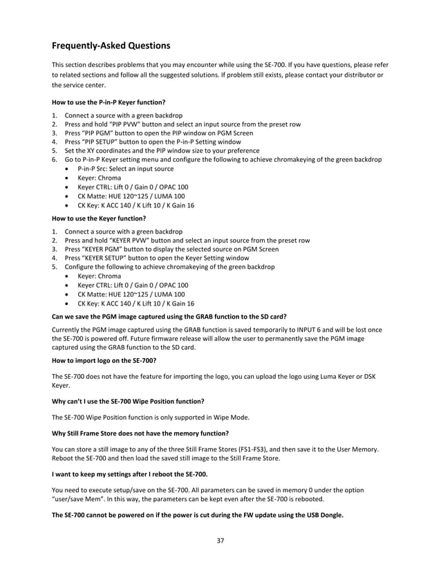 Datavideo SE-700 4 input Digital Video Switcher | PDF