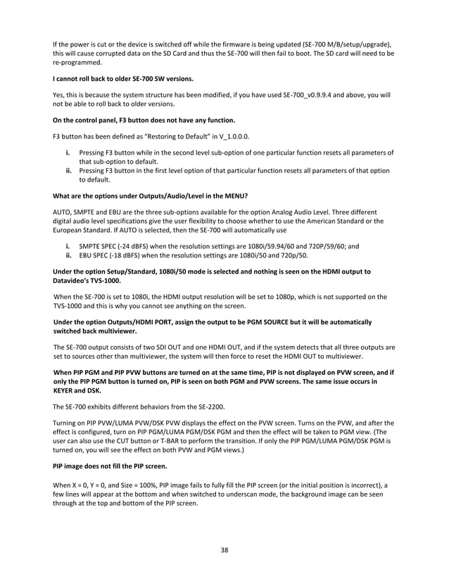 Datavideo SE-700 4 input Digital Video Switcher | PDF