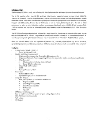 Datavideo SE-700 4 input Digital Video Switcher | PDF
