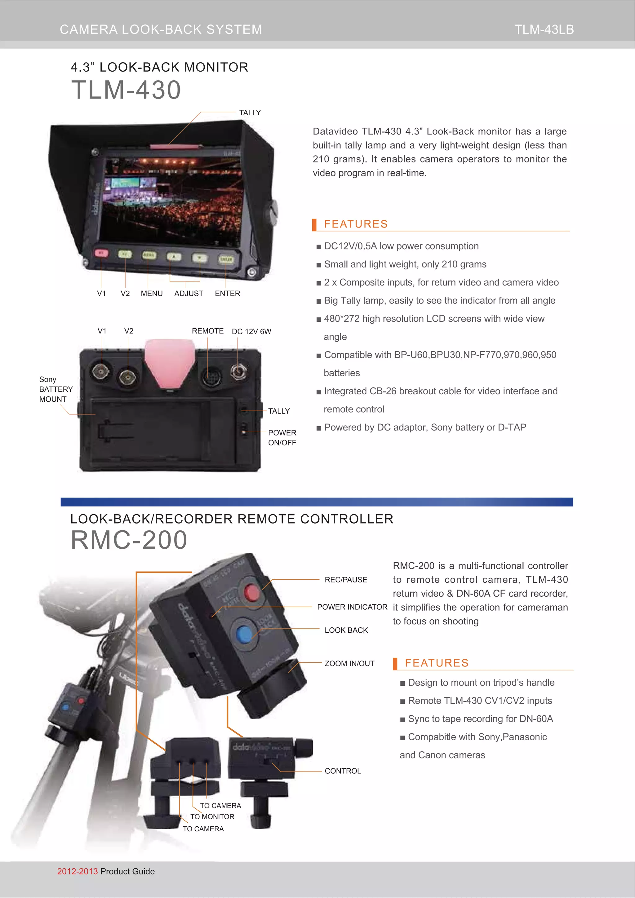 Datavideo TLM-43LB Monitor Brochure | PDF | Cameras and Camcorders | Consumer Electronics