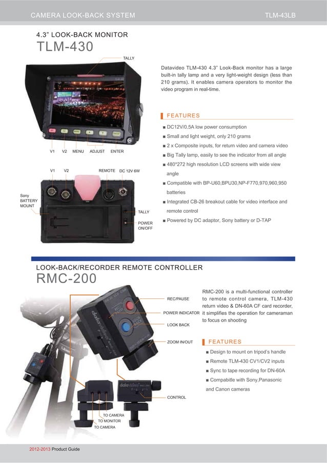 Datavideo TLM-43LB Monitor Brochure | PDF