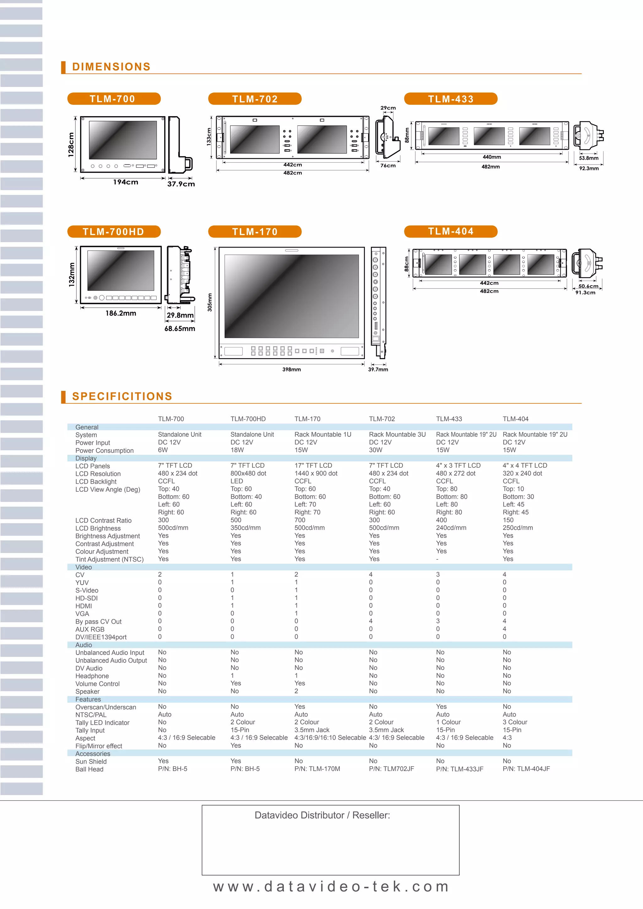 Datavideo TLM serie | PDF