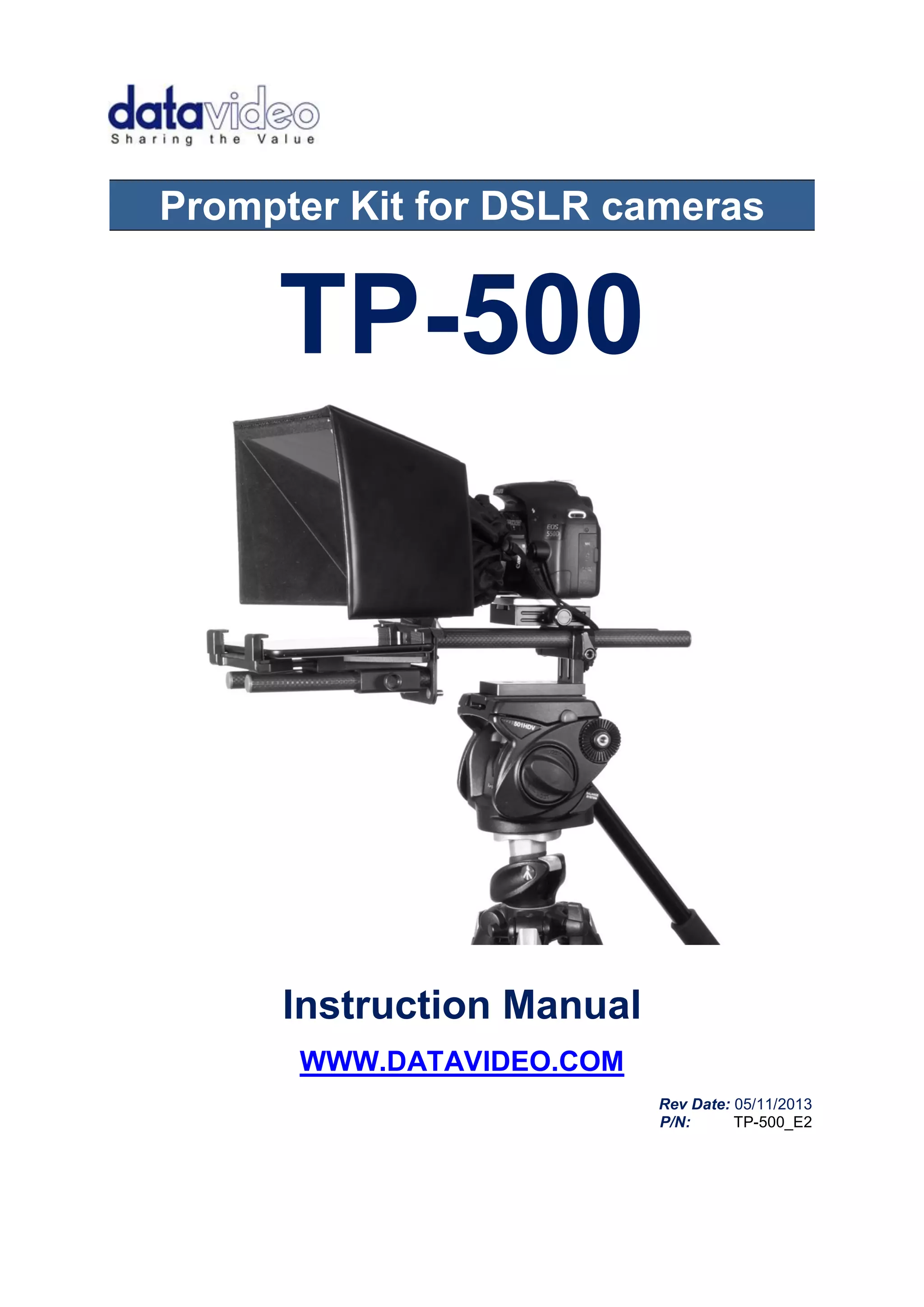 Datavideo TP-500 Prompter Kit for DSLR cameras | PDF