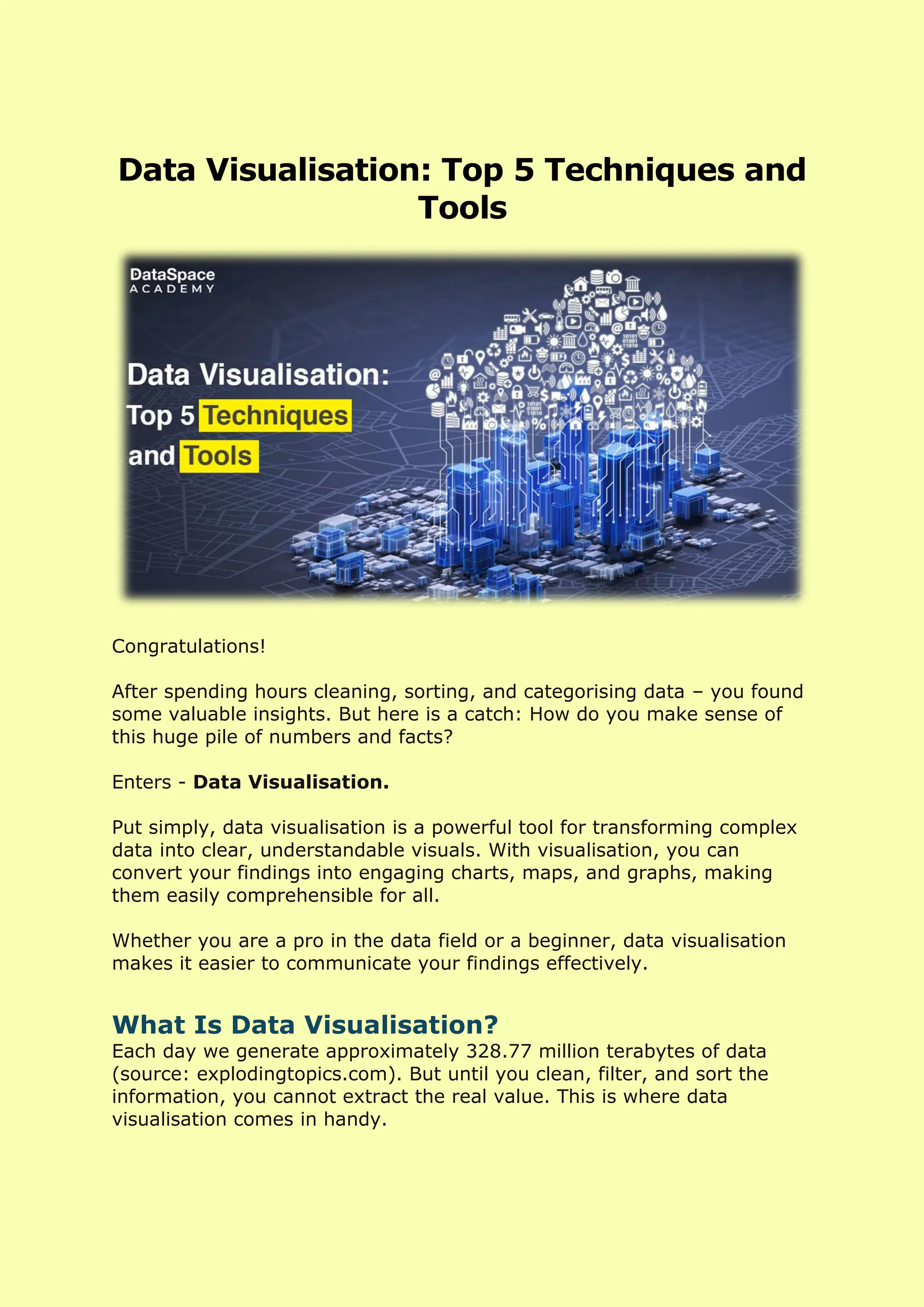 Data Visualisation Top 5 Techniques And Tools.pdf | Graphics Software ...