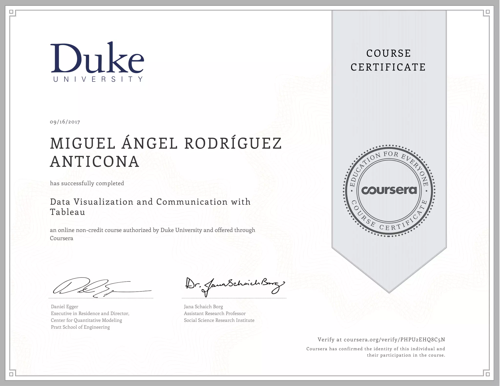 Data Visualization and Communication with Tableau Certificate | PPT