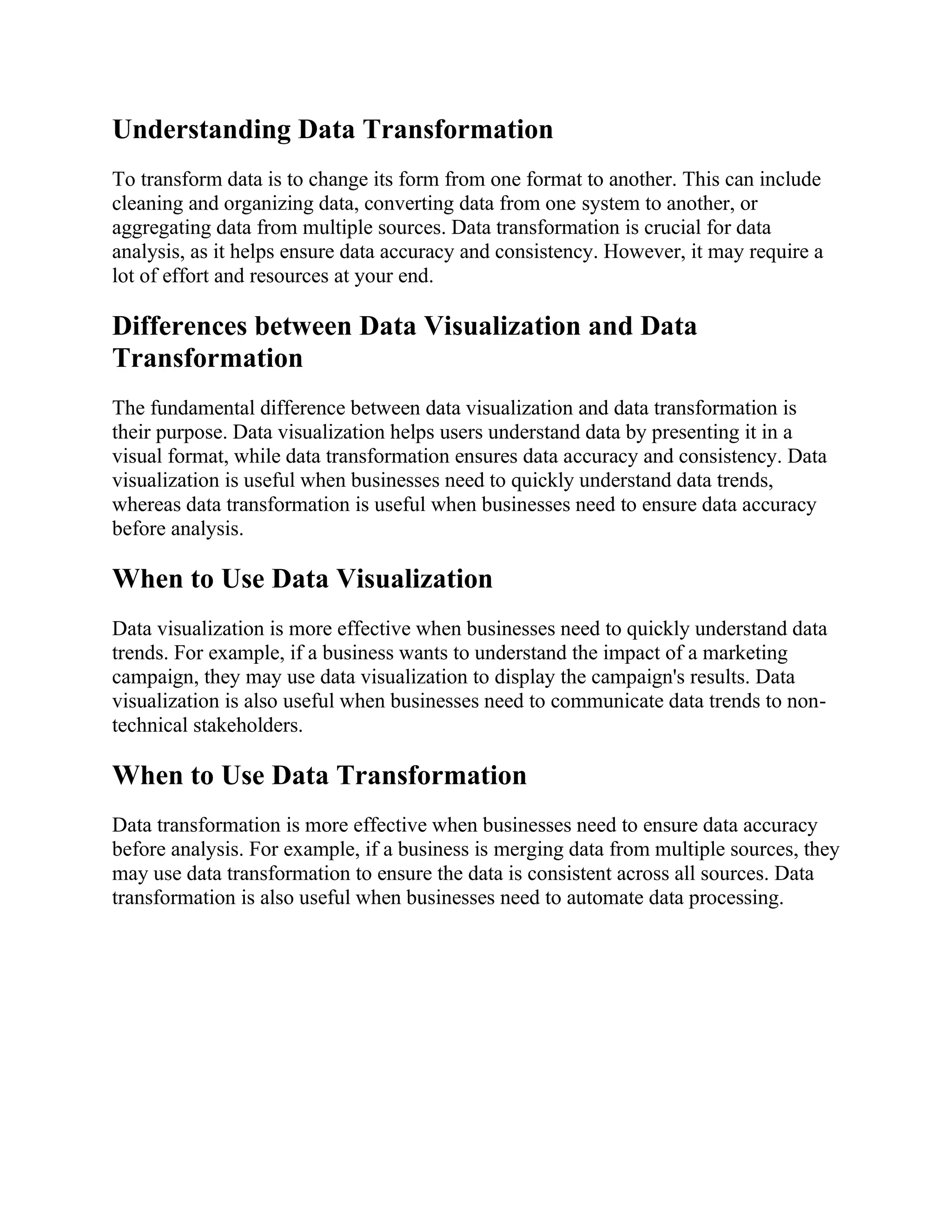 Data Visualization Vs. Data Transformation: Know The Difference | PDF