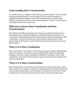 Data Visualization Vs. Data Transformation: Know The Difference | PDF