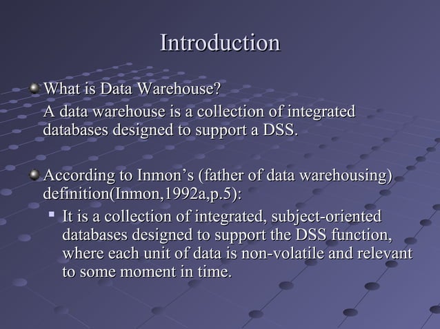 Data warehouse | PPT | Databases | Computer Software and Applications
