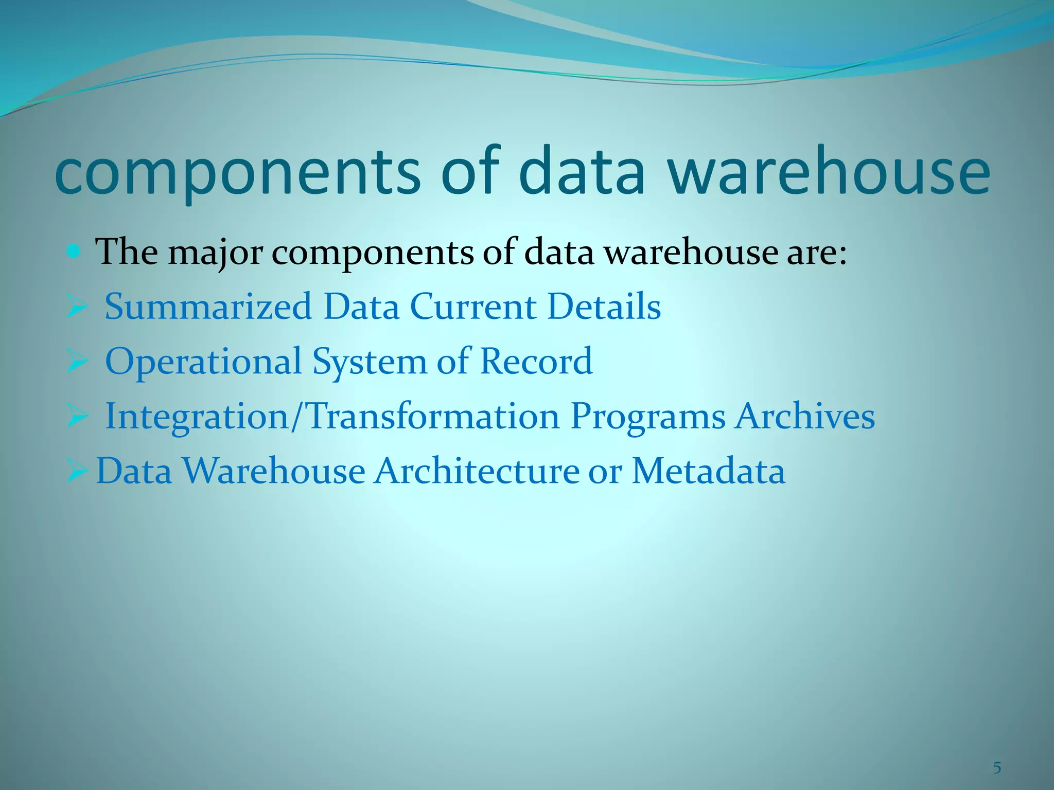 Data warehouse | PPTX | Databases | Computer Software and Applications