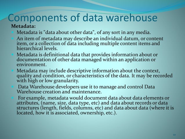 Data warehouse | PPTX | Databases | Computer Software and Applications
