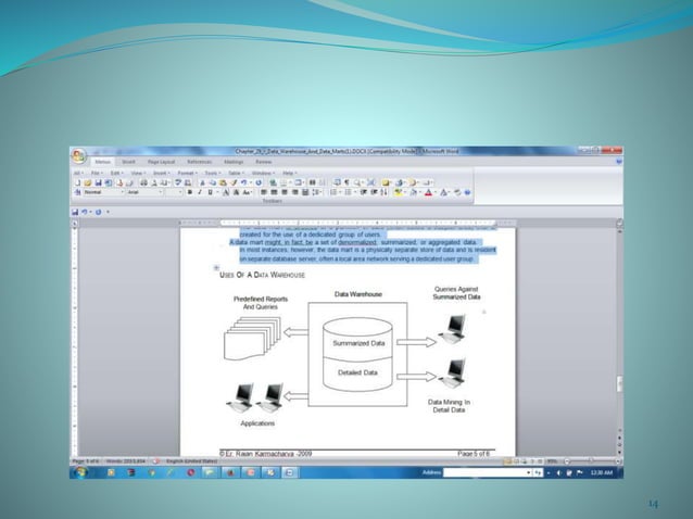 Data warehouse | PPTX | Databases | Computer Software and Applications