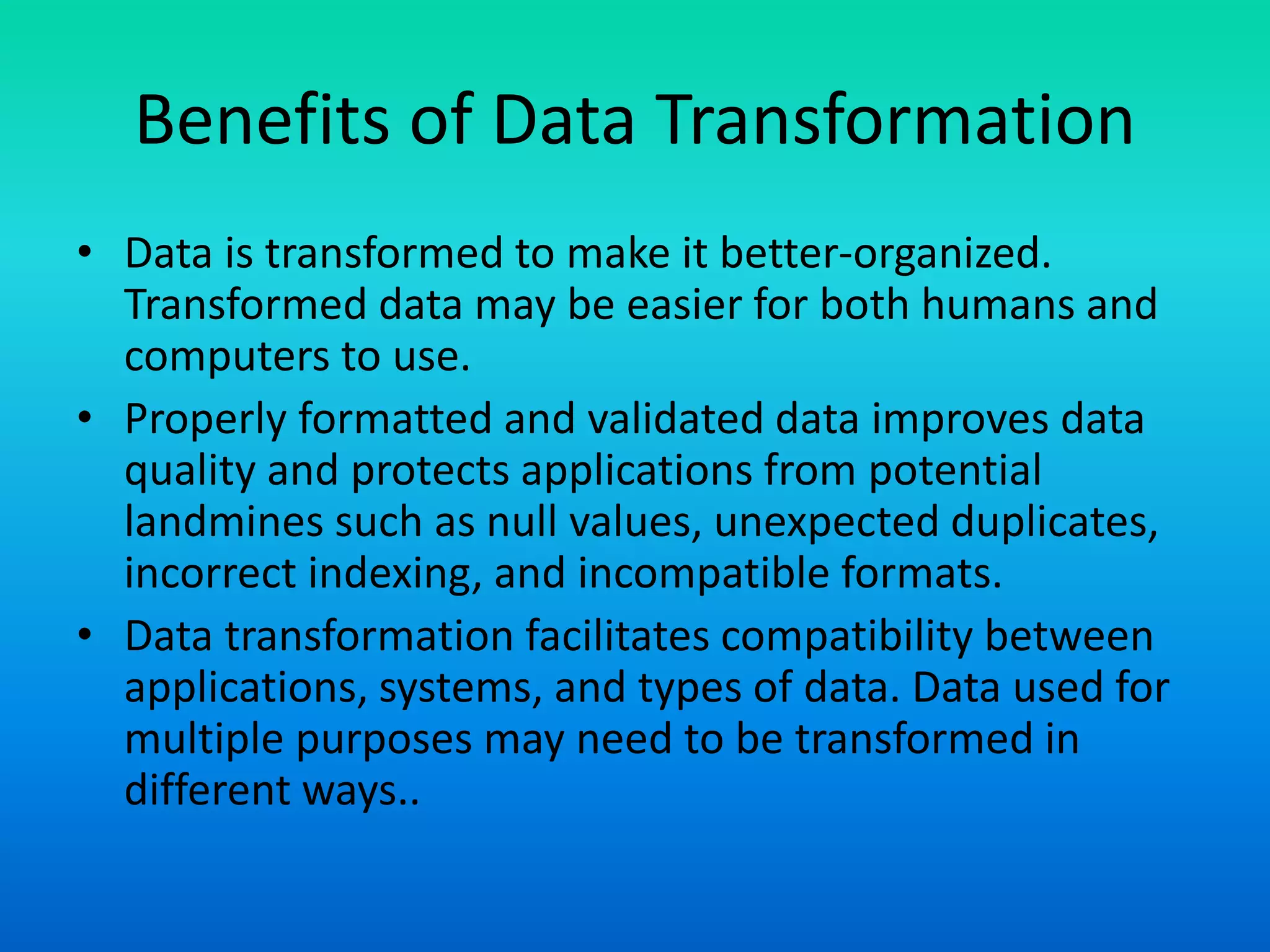 Data Warehouse 13 Data Transformation Ppt