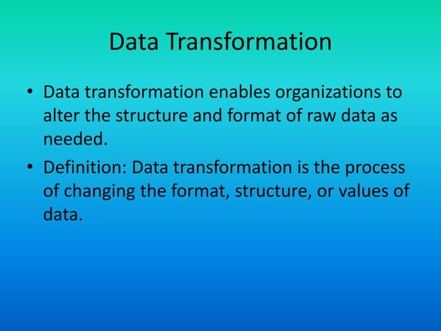 Data warehouse 13 data transformation | PPTX