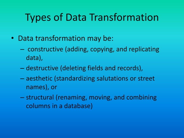 Data warehouse 13 data transformation | PPTX