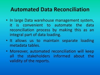 Data warehouse 14 data reconciliation tools | PPTX