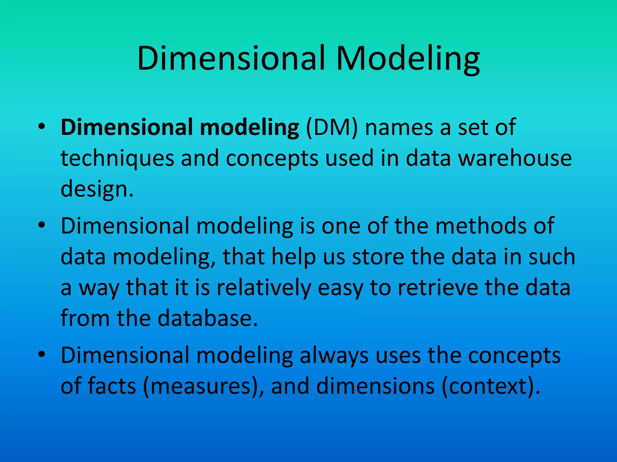 Data warehouse 17 dimensional data model | PPT