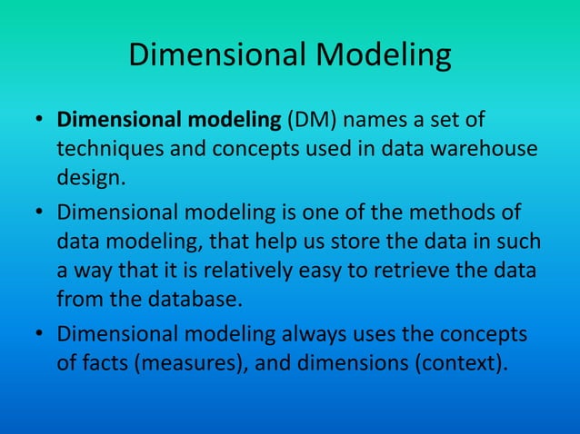 Data warehouse 17 dimensional data model | PPT
