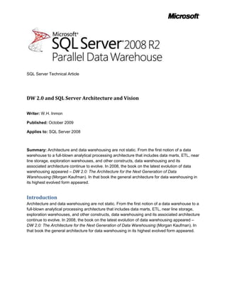 Data warehouse 2.0 and sql server architecture and vision | DOCX
