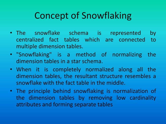 Data warehouse 21 snowflake schema | PPTX | Databases | Computer Software and Applications