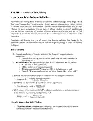 Data Warehouse and Data Mining Unit III.docx