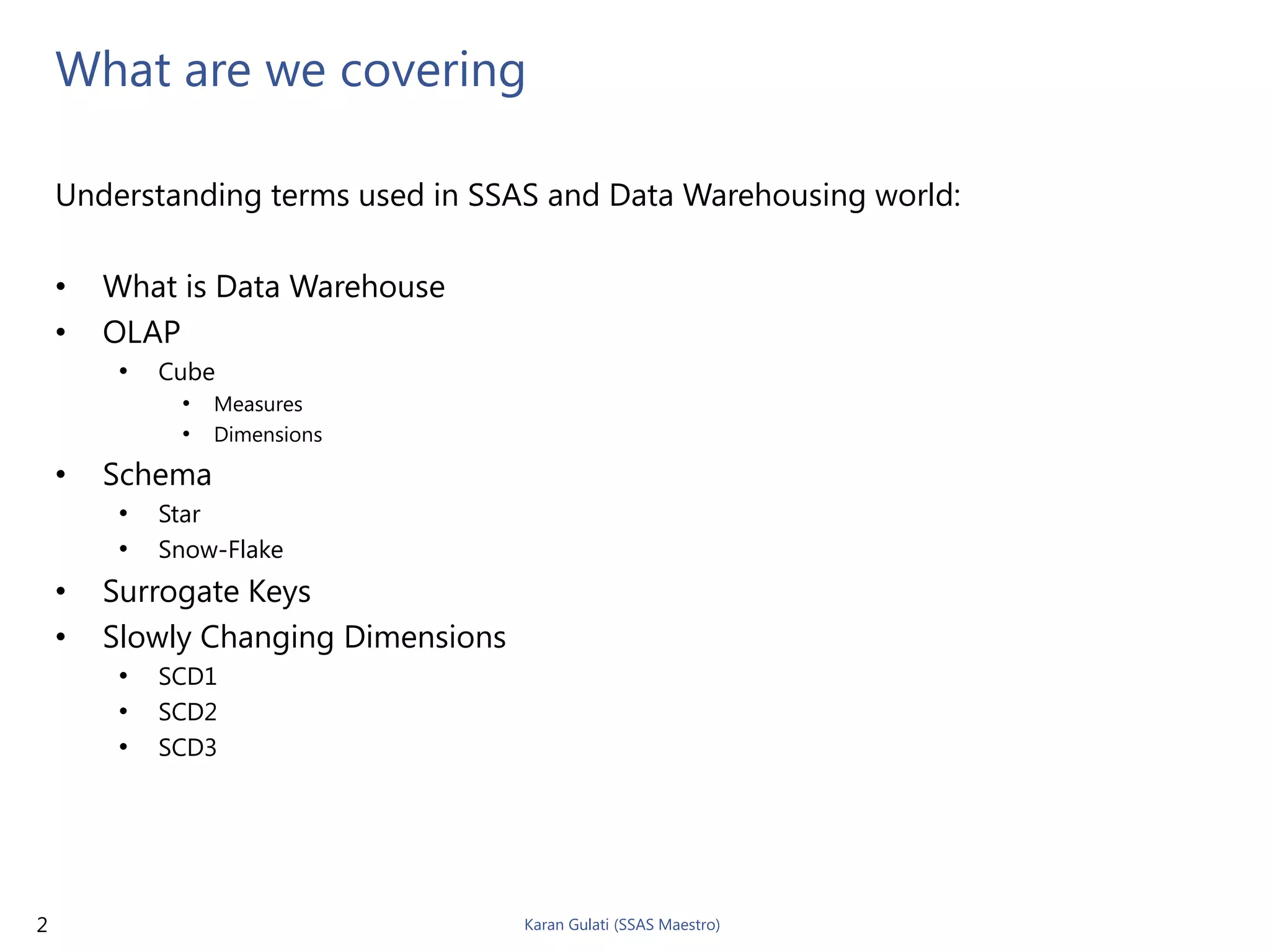 Data warehouse and ssas terms | PPTX
