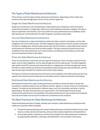 Data Warehouse Architecture: All You Need To Know | PDF