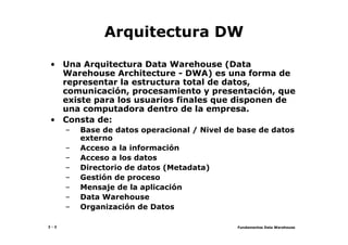 dataware house arquitectura y sus definiciones | PDF