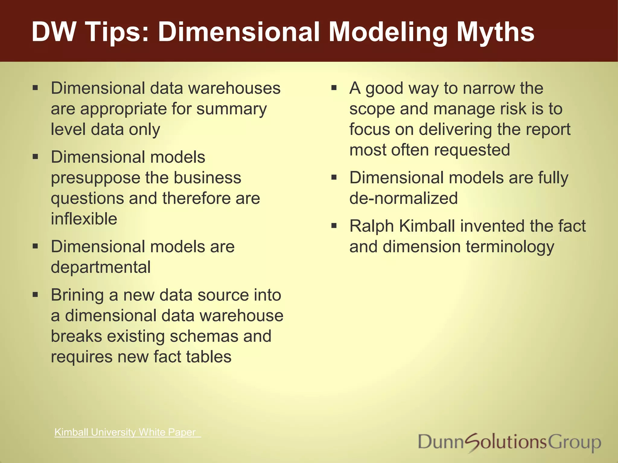 Data Warehouse Back to Basics: Dimensional Modeling | PDF