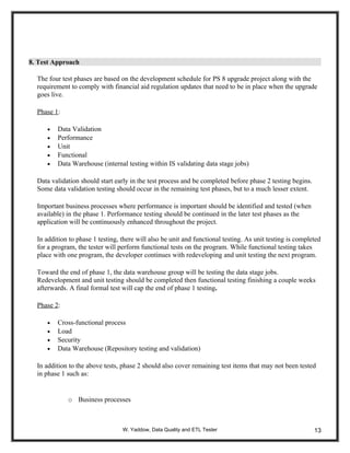 Data warehouse master test plan | DOC