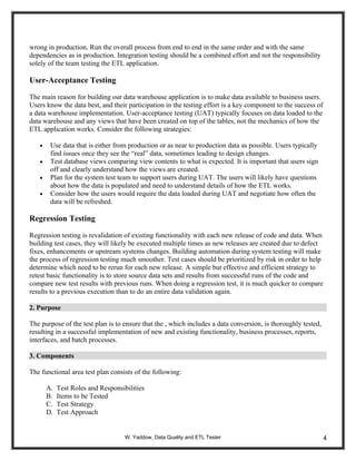 Data warehouse master test plan | DOC